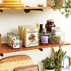 iDesign 4-Piece Plastic Bin Set for Pantry and Cabinet Organization– Various Sizes, Clear Recycled Plastic