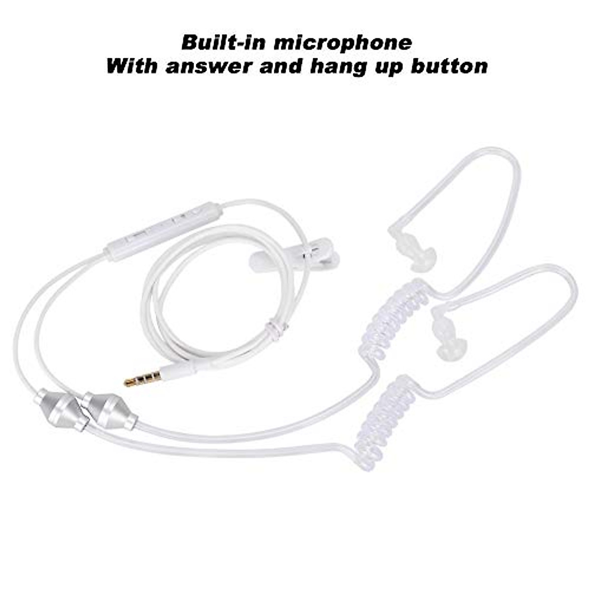 Mobile Double Spiral Headphone Anti Radiation Soft Clear Air Acoustic Tube Earphone with Built in Microphone for Most Smart Phones