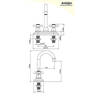 Anleijur Black Bathroom Faucet, Two Handle Bathroom Sink Faucet, 4 Inch Centerset Matte Black Bathroom Sink Faucet with Pop Up Drain, 360 Swivel Spout 2 or 3 Hole RV Bathroom