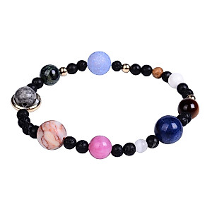 eMeition Miniverse Bracelet, Solar System Bracelet Men Women Natural Stone Planets Galaxy The Eight Planets Guardian Star Saturn Girls Boys Handmade Bracelets