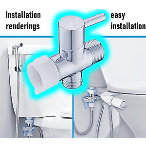 Fat-Cattie Brass Bidet T Adapter with Shut-Off Valve,3 Way 7/8" x 7/8" x G1/2（20mm）,Metal T Valve for Bidet(Bidet T-Valve Adapter)