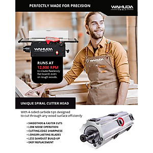 Wahuda Tools Jointer - 10-inch Benchtop Wood Jointer, Spiral Cutterhead Portable Jointer, Cast Iron Tables w/Pull Out Extensions, 4-Sided Carbide Tips & 12amp Motor, Woodworking Tools (50110CC-WHD)