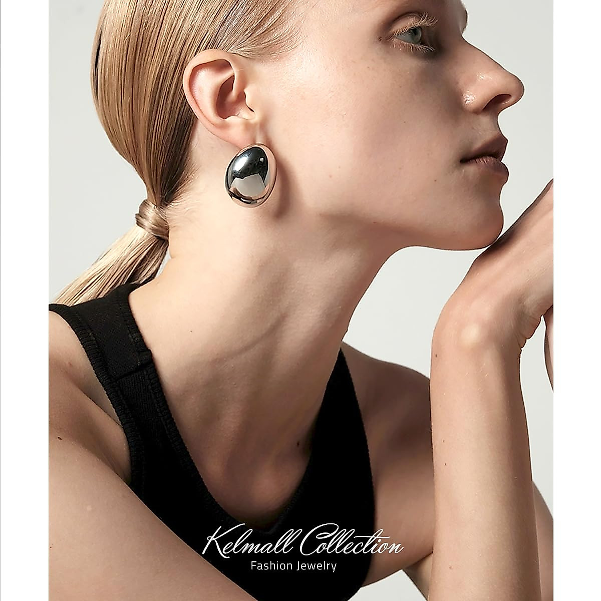 KELMALL Gold Plated Bold Gloss Square Oval Hoop Earrings for Women Chunky Large Geometric Drop Dangle Statement Earrings- Gift Box Packed