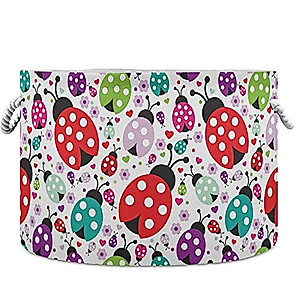 visesunny Cute Ladybug Polka Dot Laundry Baskets Fabric Storage Bin Storage Box Collapsible Storage Basket Toy Clothes Shelves Basket for Bathroom,Bedroom,Nursery,Closet,Office