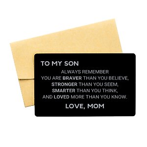 to My Son Wallet Card, Always Remember You are Braver Than You Believe, Love Mom, Son Wallet Card, Son from Mom
