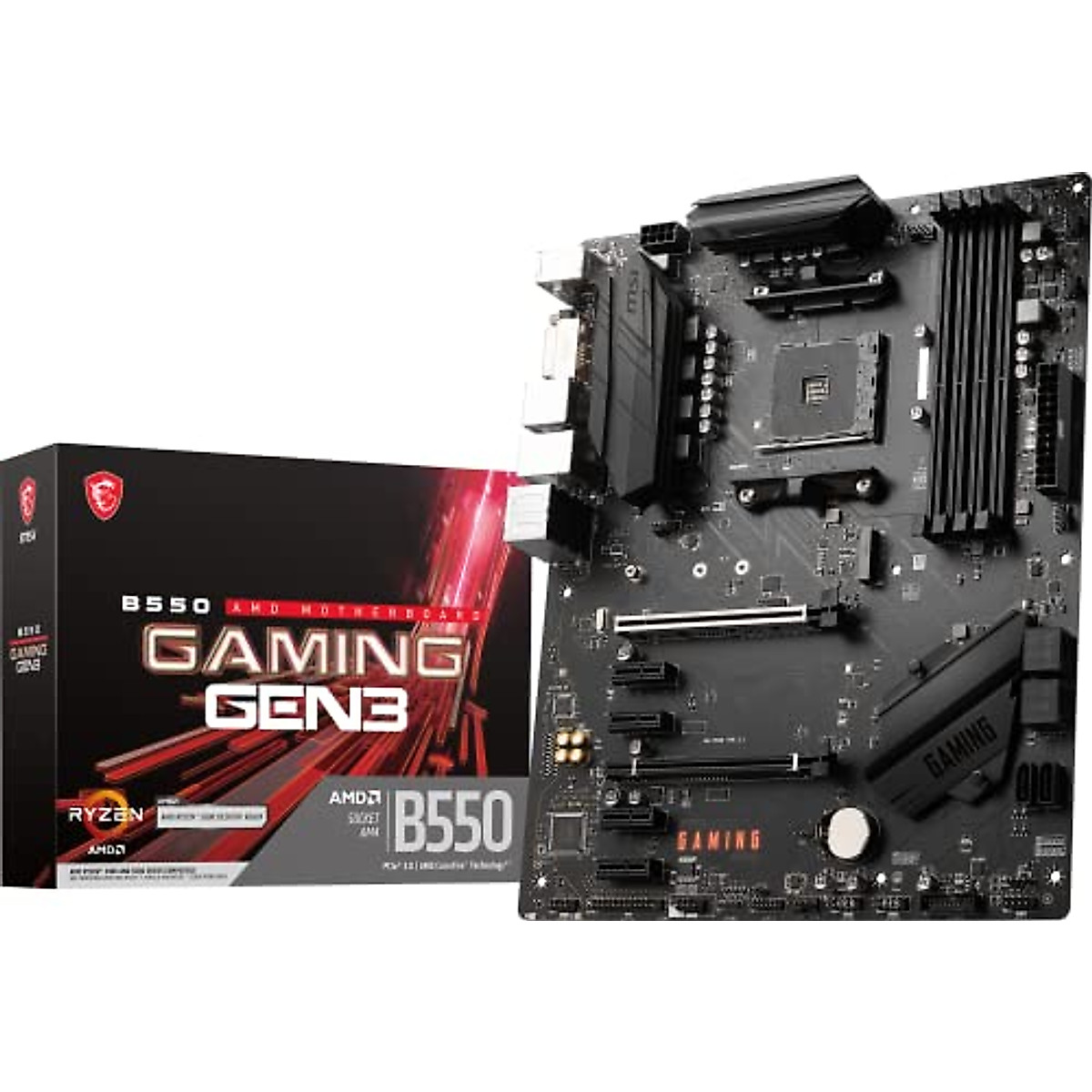 MSI B550 Gaming GEN3 Gaming Motherboard (AMD AM4, DDR4, PCIe 3.0, SATA 6Gb/s, M.2, USB 3.2 Gen 1, HDMI, ATX, AMD Ryzen 5000/4000 Series Processors)