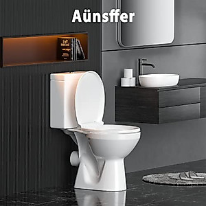 Aünsffer Toilet Seat Round Soft Close16.5'', Toilet Lid Slow Close Quiet No Slam, Easy Installation & Release，Safe PP Material Easy Clean, Comfortable Ergonomic Design, 2 Years Support, White Plastic