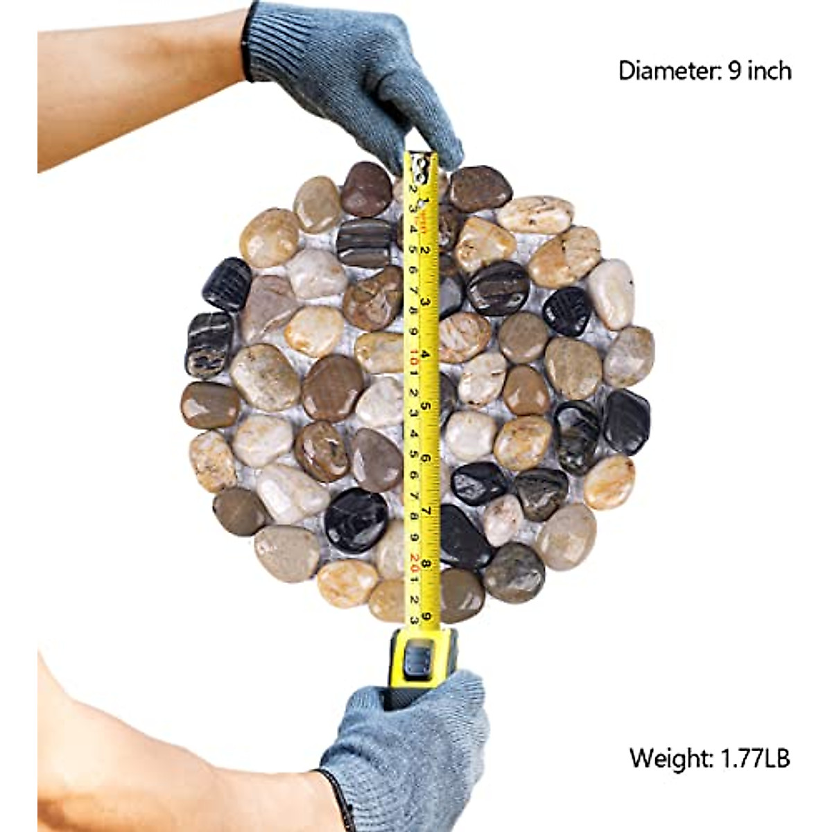 River Rock Stepping Stones Outdoor, Pavers Pebbles Polished Gravel for Garden Walkway Set of 6 (Roundness)