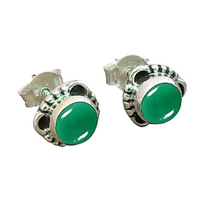 Green Onyx Stone Post Stud Earrings 925 Sterling Silver Gemstone Stud Earrings For Girls Women Jewellery Handmade Earring