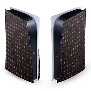 Head Case Designs Officially Licensed AC Milan Pattern Logo Art Matte Vinyl Faceplate Sticker Gaming Skin Decal Cover Compatible with Sony Playstation 5 PS5 Disc Edition Console