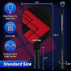 SPOTSKI Pickleball Paddles, Pickleball Set with 4 Lightweight Wood Pickleball Paddles, 4 Outdoor & Indoor Pickleball Balls, 4 Cooling Towels and Carrying Bag, Pickleball Racquets for Men Women
