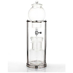 NISPIRA Luxury Ice Cold Brew Dripper Coffee Maker in Stainless Steel and Borosilicate Glass, 1000 ml Silver