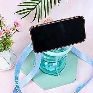 Kawaii Bear Straw Bottle，Large capacity bear water bottle with Strap and Straw , Cute Portable Bear shaped water Bottle Adjustable Removable Strap for outdoor and school activities(blue)