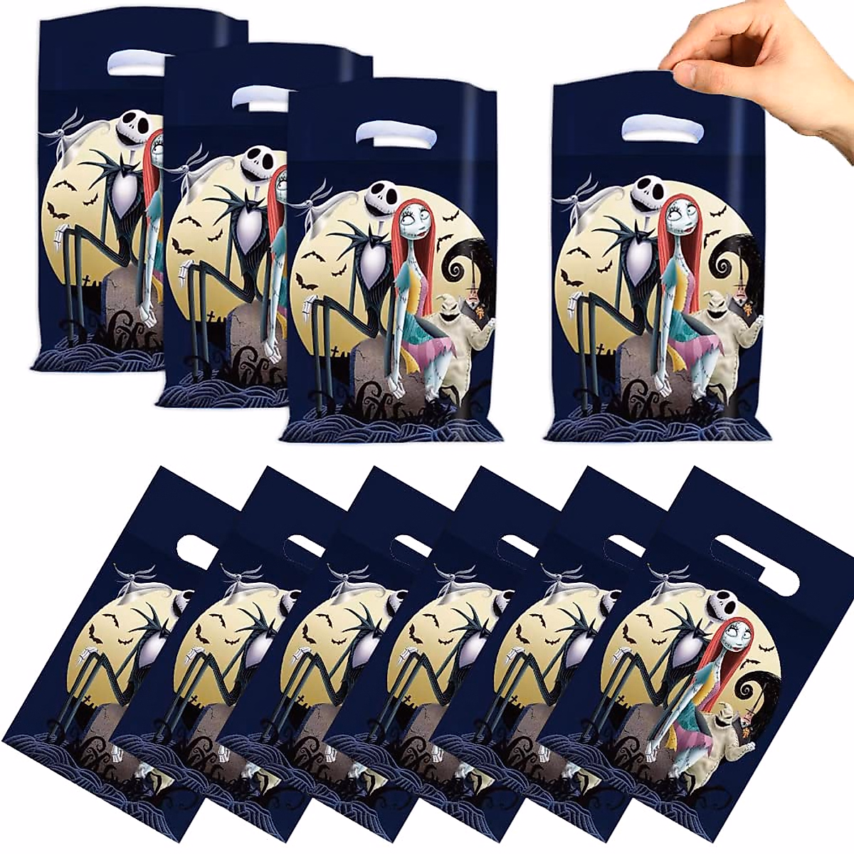 Nuwontun 100PCS Nightmare Gift Bags-Christmas Eve Party Bags Goodie Bags for Jack and Sally Party Decorations Halloween Party Favor Supplies