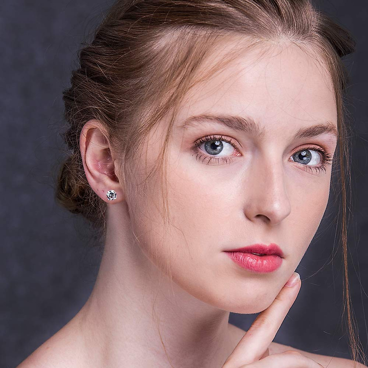 925 Sterling Silver Stud Earrings, 5mm Round Clear Cubic Zirconia Studs Earrings for Women Men