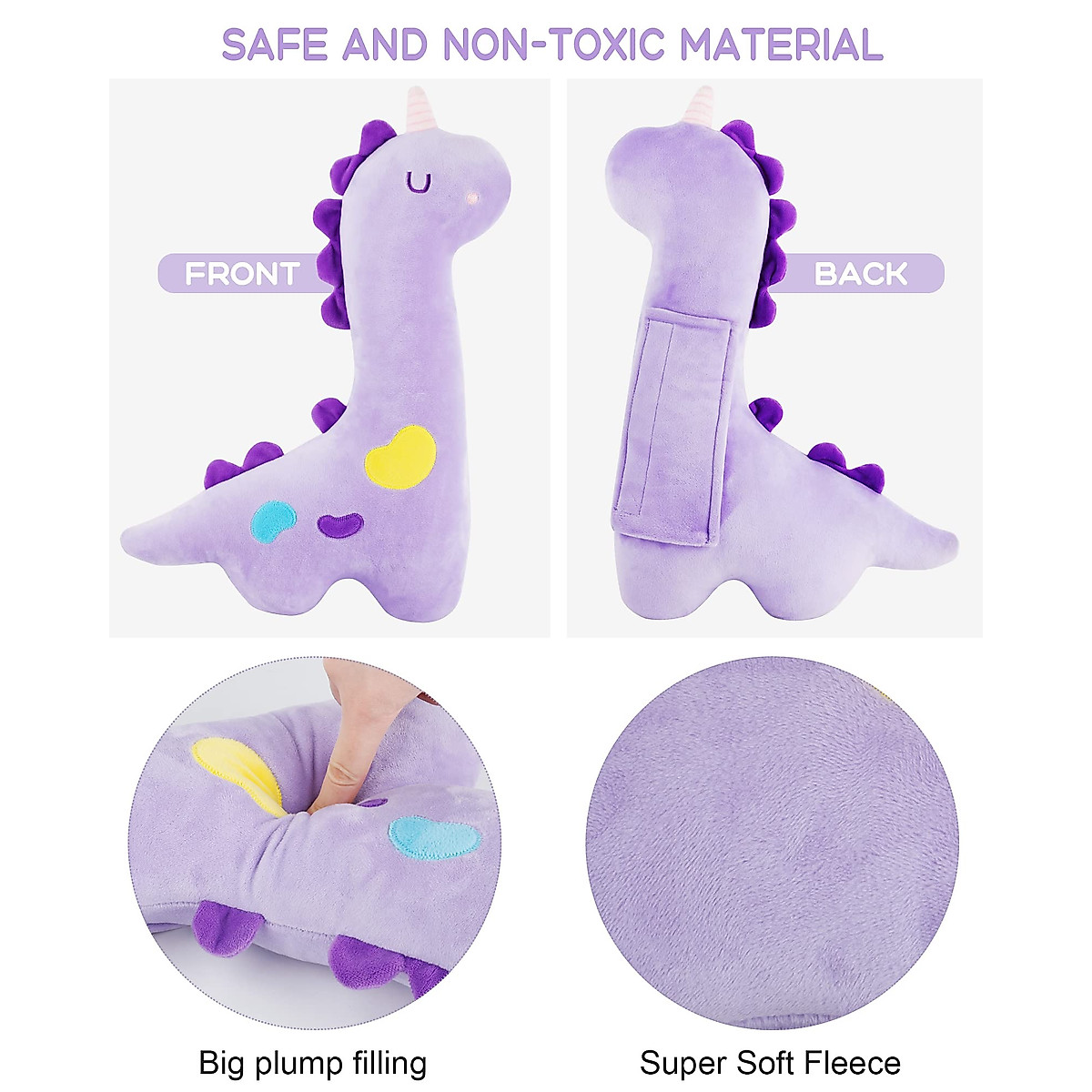 Icepark Seat Belt Pillow for Kids, Seatbelt Pillow Seat Belt Covers Kids Neck Pillow Car Shoulder Pads Safety Belt Protector Cushion, Plush Soft Seat Strap Headrest Neck Support (Unicorn)