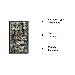 Maples Rugs Ava Traditional Tapestry Kitchen Rugs Non Skid Accent Area Carpet [Made in USA], Persian Gold, 1'8 x 2'10