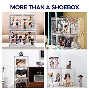 Sneakerview Clear Shoe Boxes With Lid –360° Clear Plastic Stackable Sneaker Storage For Sneakerhead. Professional Grade Acrylic Shoe Display Case .Purse and hat Organizer Storage.Fits US Size 14 2