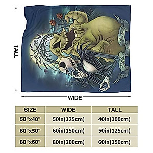 Amjetl Fleece Throw Blankets, Cozy Plush Luxury Before Christmas Skull Flannel Blanket, Lightweight Warm Fuzzy Blanket for All Season, Washable Soft Travel Couch Sofa Bed Office, 80x60 Inch