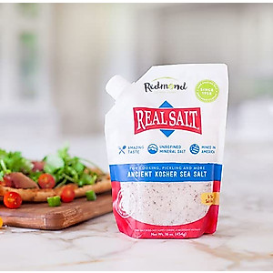 Redmond Real Sea Salt - Natural Unrefined Gluten Free Kosher, 16 Ounce Pouch (2 Pack)