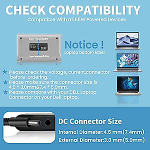 65W Charger for Dell Laptop Charger,AC Adapter for Dell Inspiron 15 16 3000 5000 Series 3511 3520 3510 5630 5620 5625 5515 5505 3525 3552 5420 5579 5551 5552 5555 5558 5559 Vostro 3425 3520 5630