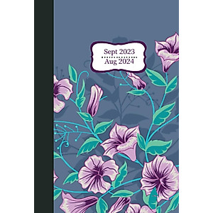 BarrBarr Purple flowers 2023 -2024 A5 Academic Planner Week to View: Mid year Appointment Book with Flexible Cover for Productivity