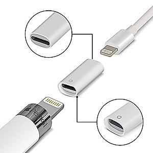 Jiunai 2 Pack Adapter Compatible with Apple Pencil Adapter Female to Female Charging Adapters Lightning Cable Adapter for iPad Pro Apple Pencil