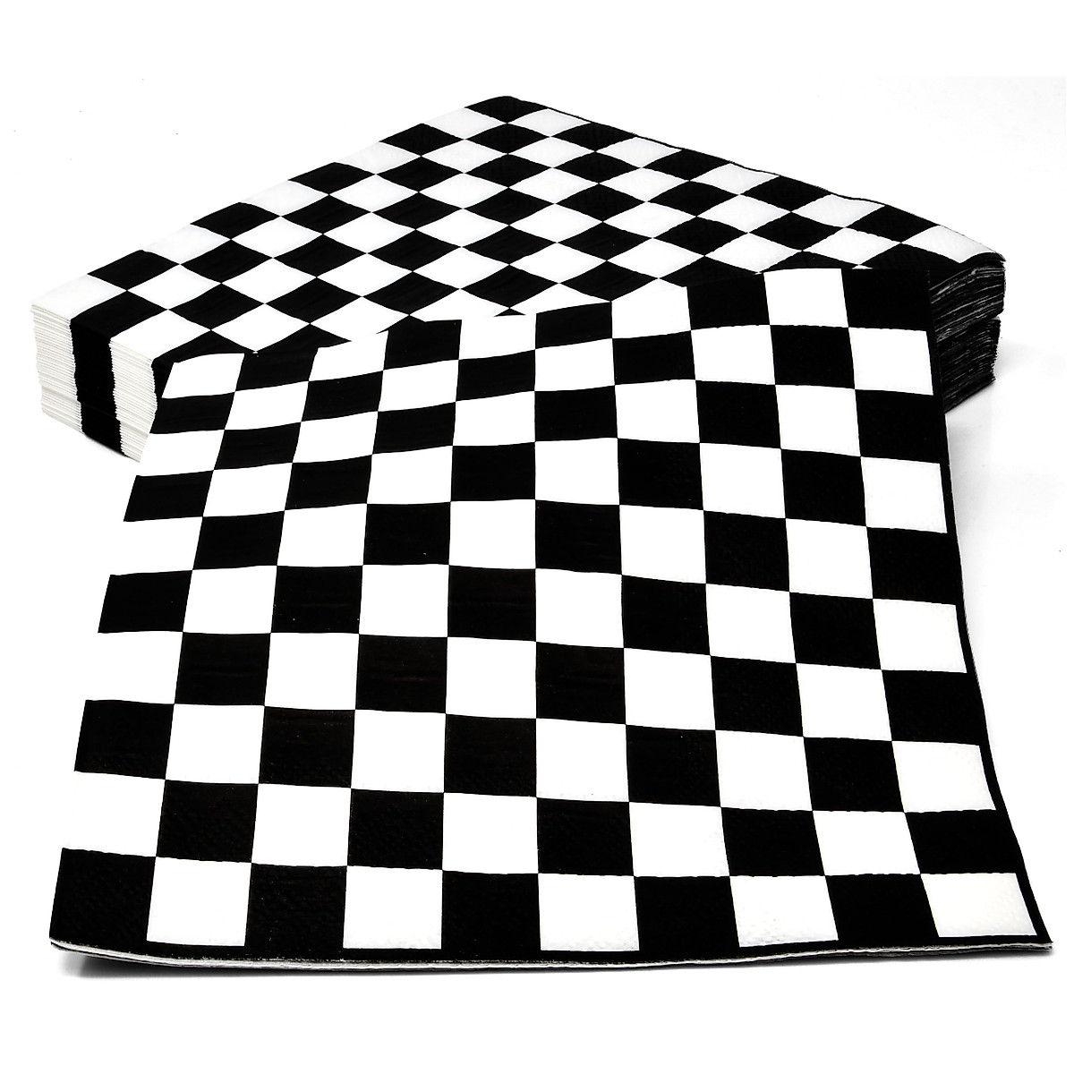 Gift Boutique 100 Black & White Checkered Luncheon Napkins Disposable Paper Checkered Plaid Lunch Napkin for Racing Car Picnic Camping Birthday Party
