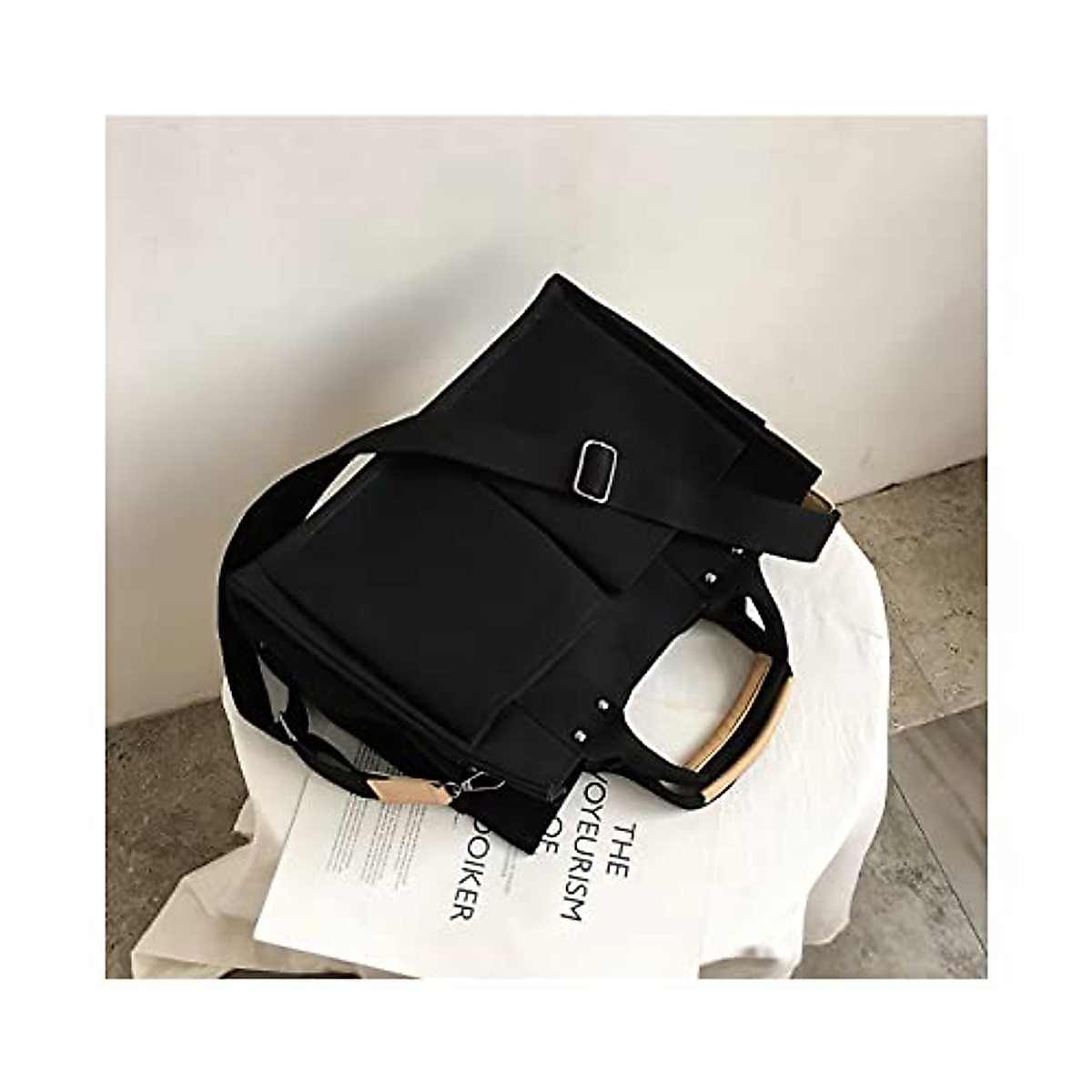 Canvas Tote Bags for Women Handbag Tote Purse with Zipper Canvas Crossbody Bag for Office, Travel, School, Black