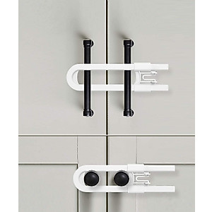 Sliding Cabinet Locks for Child Safety | Baby Proof Your Kitchen, Bathroom, and Storage Doors | Childproof Safety Locks for Knobs and Handles | Easy Install (12 Pack, White)