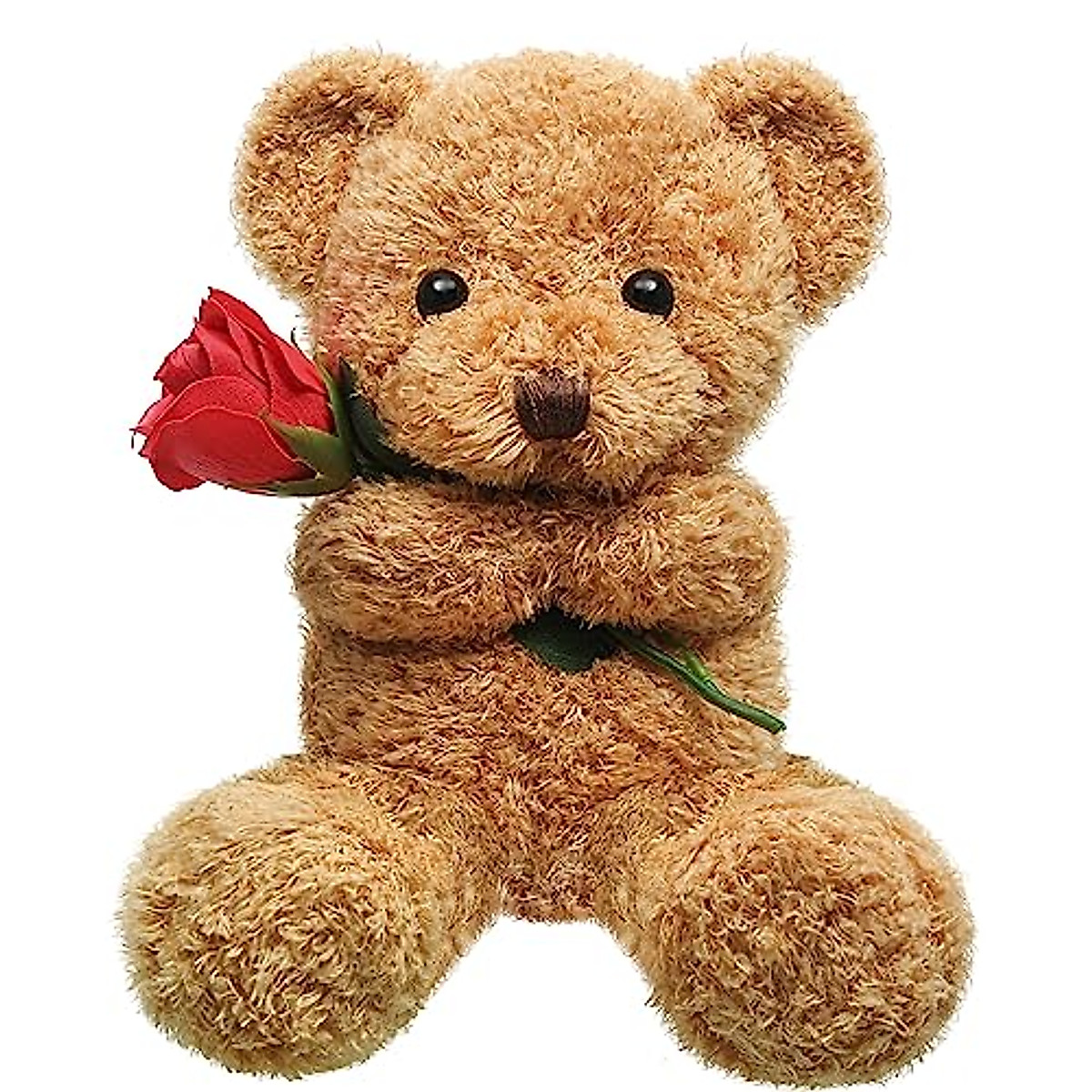 Civaner Valentine Plush Stuffed Animal Bear Gift with Rose Valentine Funny Cute Stuffed Animal Plush Gift for Girlfriend Valentine's Day, 11.8 Inches(Beige)