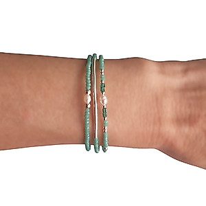 Handmade 925 Sterling Silver, Pearl and Glass Beads Bracelet for women, Length 6.5-7.5 inches, Adjustable Dainty Turquoise Color Beaded Bracelet, Beach Summer Jewelry, By MiYa Jewelry Creations