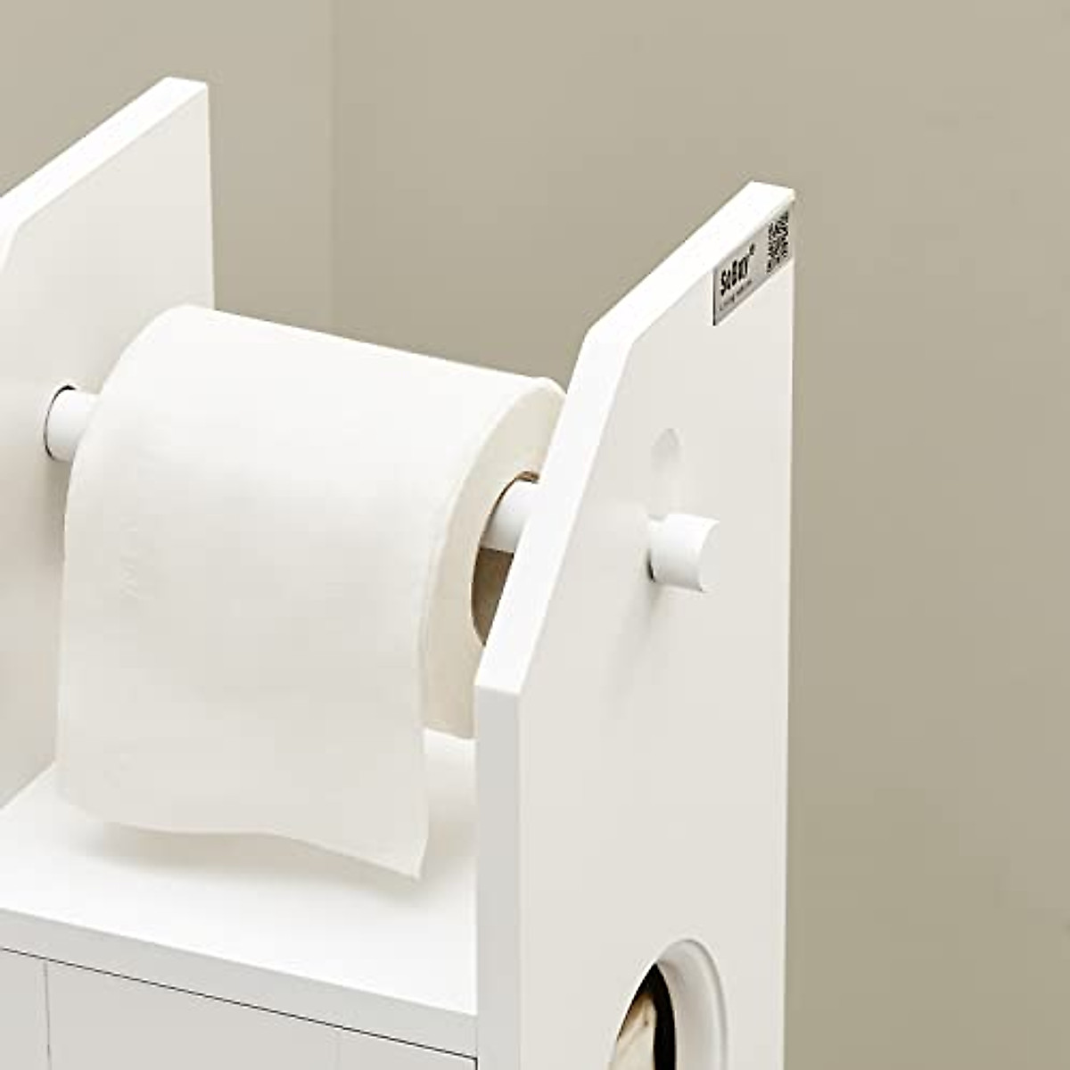 Haotian BZR49-W, White Free Standing Bathroom Toilet Paper Roll Holder, Storage Cabinet Holder, Organizer for Bath Toilet