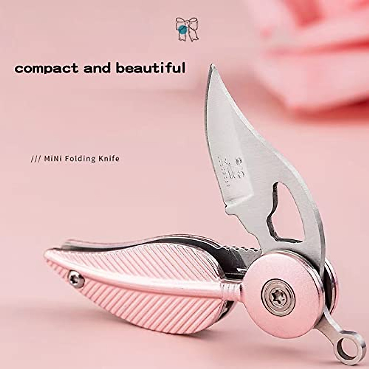 HENWAFX Pink feather knife for unpacking express delivery, small fruits, ladies mini knife is easy to carry (1 pack)…