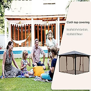Garden lucky Replacement Gazebo Mosquito Netting 4 Panels for Patio Garden Backyard (12'x12', Coffee, Only Netting)