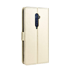 QiongNi Case for Oppo Reno 2 Case Cover,Flip Leather Wallet Cover Case for Oppo Reno 2 CPH1907 PCKM00 PCKT00 Case Gold