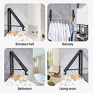 WXS-CHALL Aluminum Wall Mounted Clothes Drying Rack - Space Saving Folding Laundry Rack for Wall, Collapsible Design (Black)