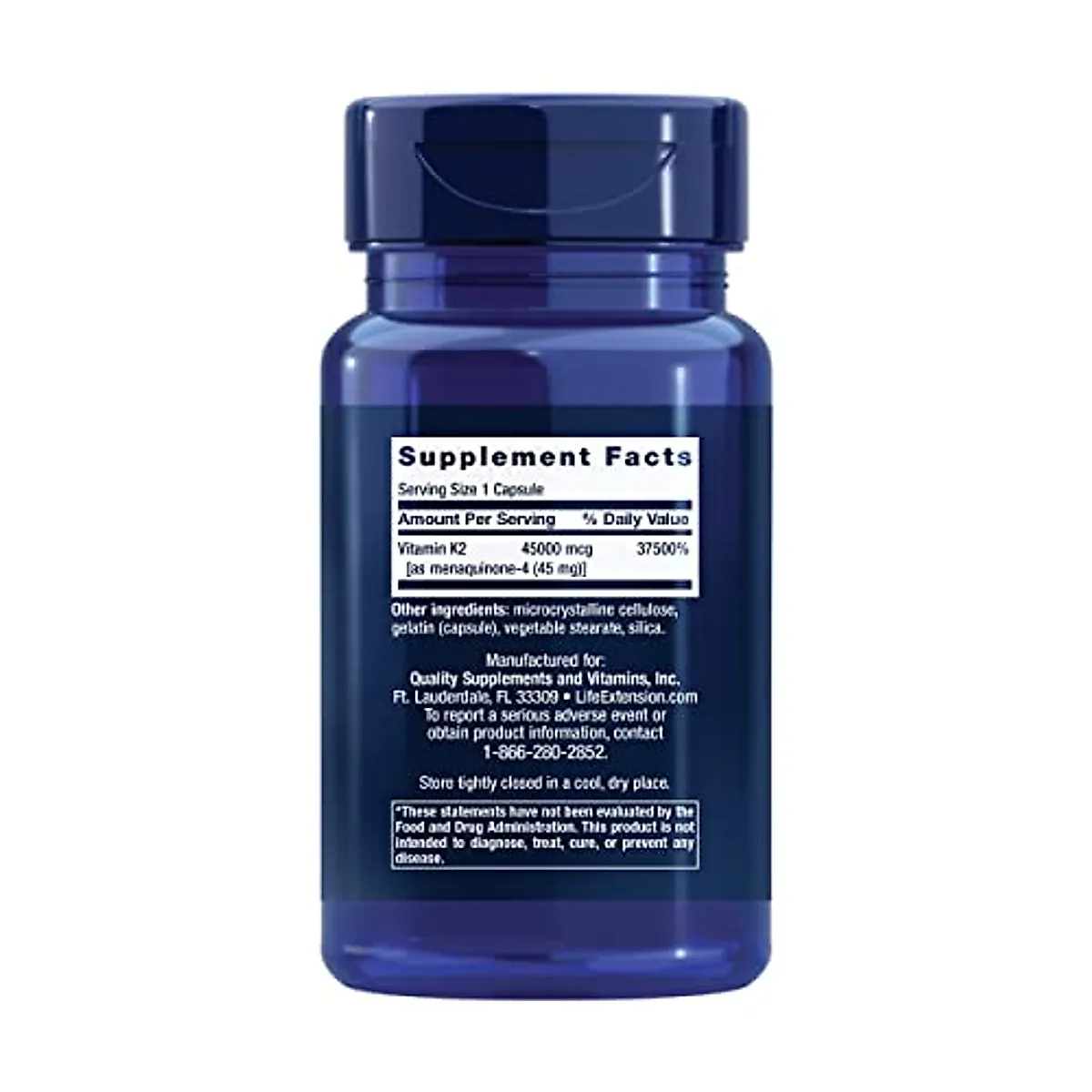 Life Extension Mega Vitamin K2 High Potency for Strong Bones – Daily Vitamin K2 Supplement for Healthy Bone Density Support & Heart Health – Non-GMO, Gluten-Free – 30 Capsules