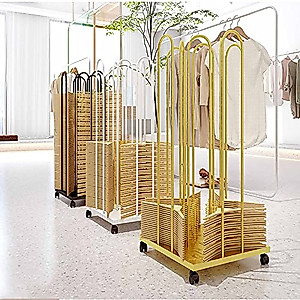 YQ WHJB 4 Side Storage Hanger Stacker Metal Cart Clothes Hanger Organizer Stacker with Swivel Caster Wheels for Laundry Room Clothing Store(78 * 39 * 39cm, C)
