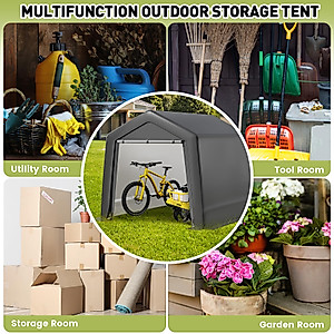 CuisinSmart Portable Shed, Outdoor Storage Shelter, 6x6x7 ft Heavy Duty Waterproof Storage Tent Sheds with Roll-up Zipper Door, for Motorcycle, Bike, Garden Tools