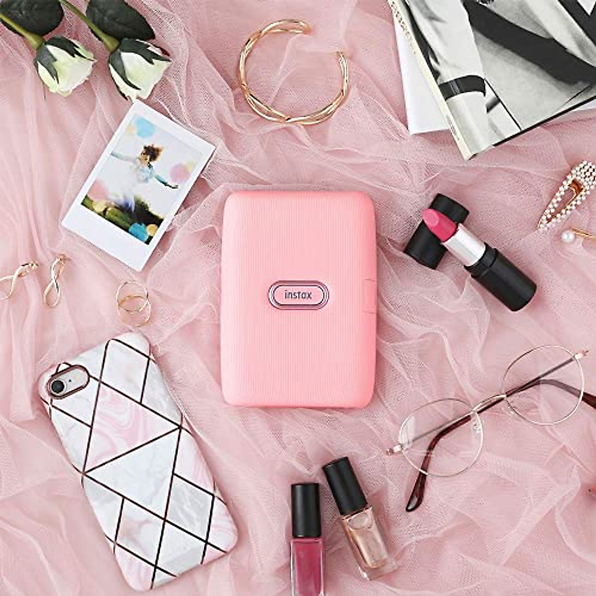 Fujifilm Instax Mini Link2 Smartphone Printer (Soft Pink) Bundle with Fuji Instax Mini Film Pack (40 Sheets)