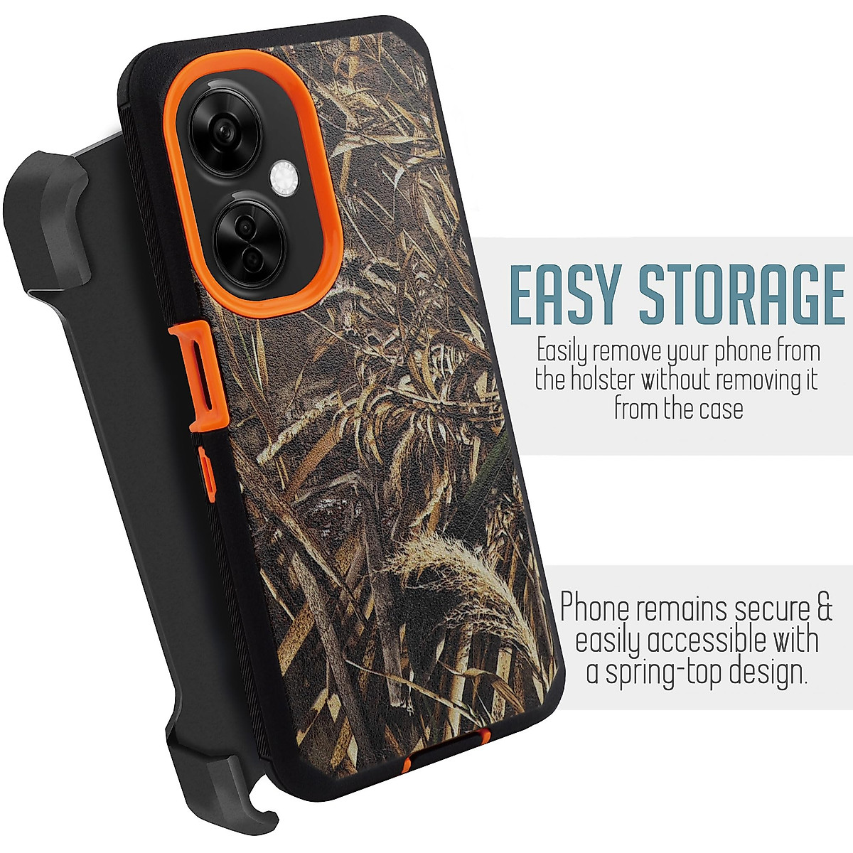 Customerifrst Shockproof Phone Case Compatible OnePlus Nord N30 5G with Belt Clip Holster Phone Case, Heavy Duty Rugged Full-Body Cover with Kickstand Built in Screen Protector (Camo)