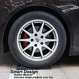 Homeon Wheels Tire Saver Ramps Rubber Material Anti-Slip Pad Design,Car Tire Wheel Ramps for Flat Spot and Flat Tire Prevention, Tire Savers for Storage with Carrying Bag, Easy to Store 4 Pack (Black)