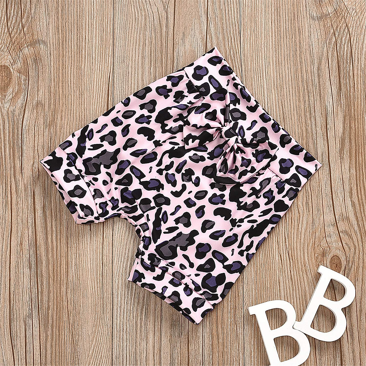 GRNSHTS Baby Girl Sister Matching Clothes Infant Little Sister Short Sleeve Romper+Leopard Shorts+Headband 3Pcs Outfits (Leopard Little Sister, 0-6 Months)