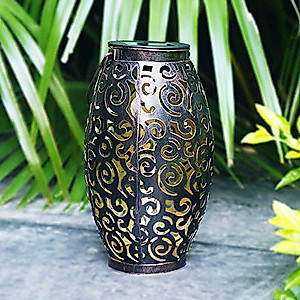 esgarden 2 Pack Upgraded 15 Lumens Outdoor Lanterns Gardening Gifts Patio Solar Lantern Hanging Powered Lights Waterproof Decorative Lamp Tabletop Decor Outside Decorations Table Christmas Gift Bronze