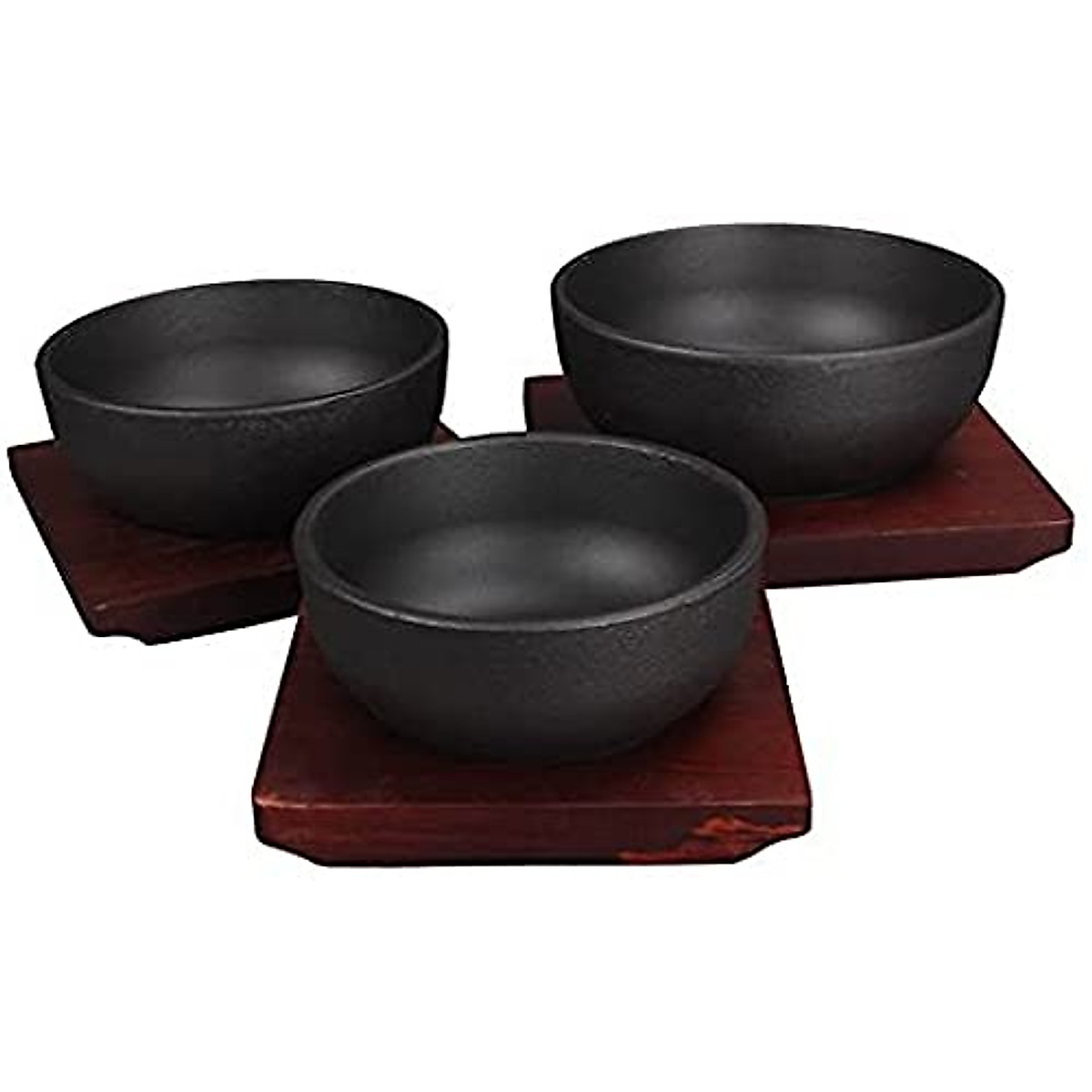 Thicken Stone Bowl, Korean Stone Bowl for Bibimbap For Induction Cooker With Tray,High Temperature Resistant Bibimbap Pot, Korean Cast Iron Pan-0.9L
