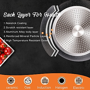 DRICKATE Frying Pan Set Nonstick Skillet Set for Induction Cooktop with Detachable Handle Marble Coating, Frying Pan Nonstick 8 Inch+9.5 Inch +11 Inch (3PCS)