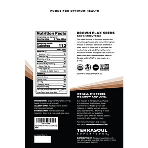 Terrasoul Superfoods Organic Brown Flax Seeds, 2 Pound
