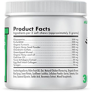 Hemp Hip & Joint Supplement for Dogs 30 Soft Chews and Omega 3 Alaskan Salmon Oil Treats for Dogs 120 Chews