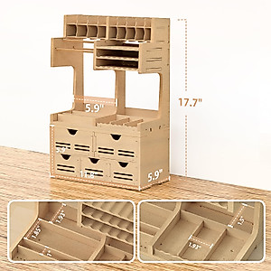 Bucasso Plastic Model Paint Rack Tool Storage All-in-One Modeling Tool Storage Rack Drawer Parts Storage Rack MDF Material Pliers/Files/Brush/Tweezers/Paint Storage Assembly Workstation GK Plus